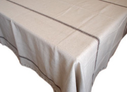 French Linen Tablecloth (Deco. hemp × white) :: Linen tablecloths ...