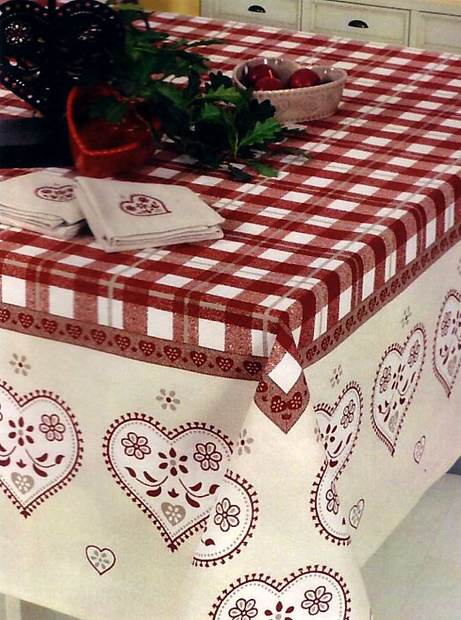 Coated tablecloth (Christmas. Edelweiss bordeaux x green) French Square ...