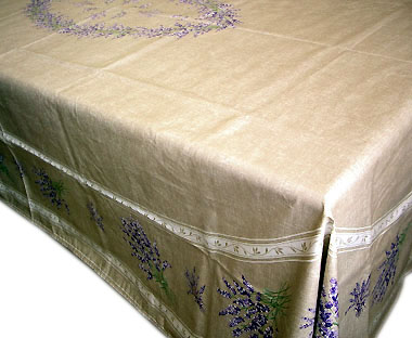 French coated tablecloth, linear (Lavender 2007. natural) French ...