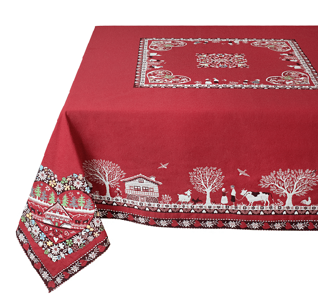 Coated tablecloth (Christmas. Edelweiss bordeaux x green) French Square ...
